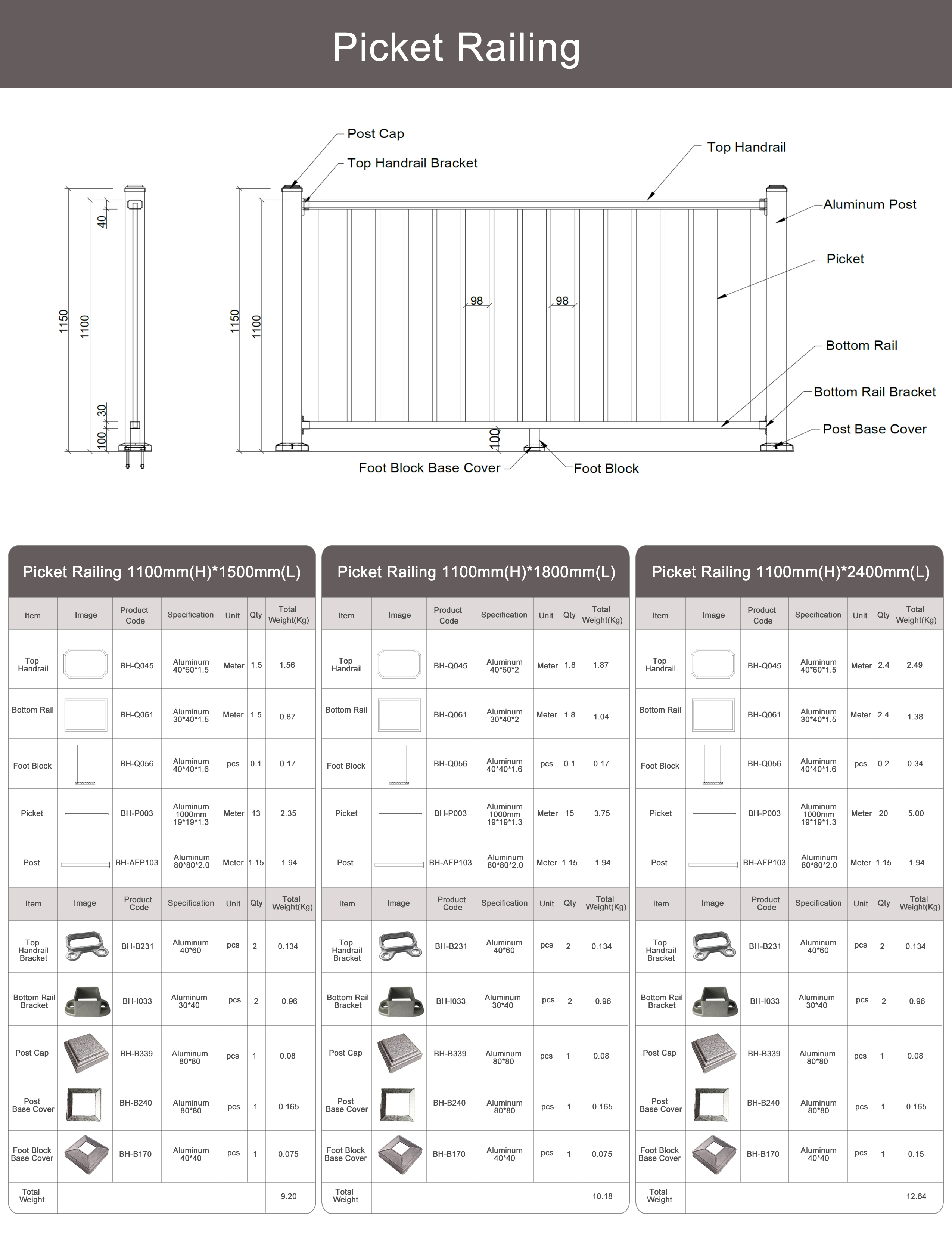 BH Aluminum Picket Railing-BHRAILING